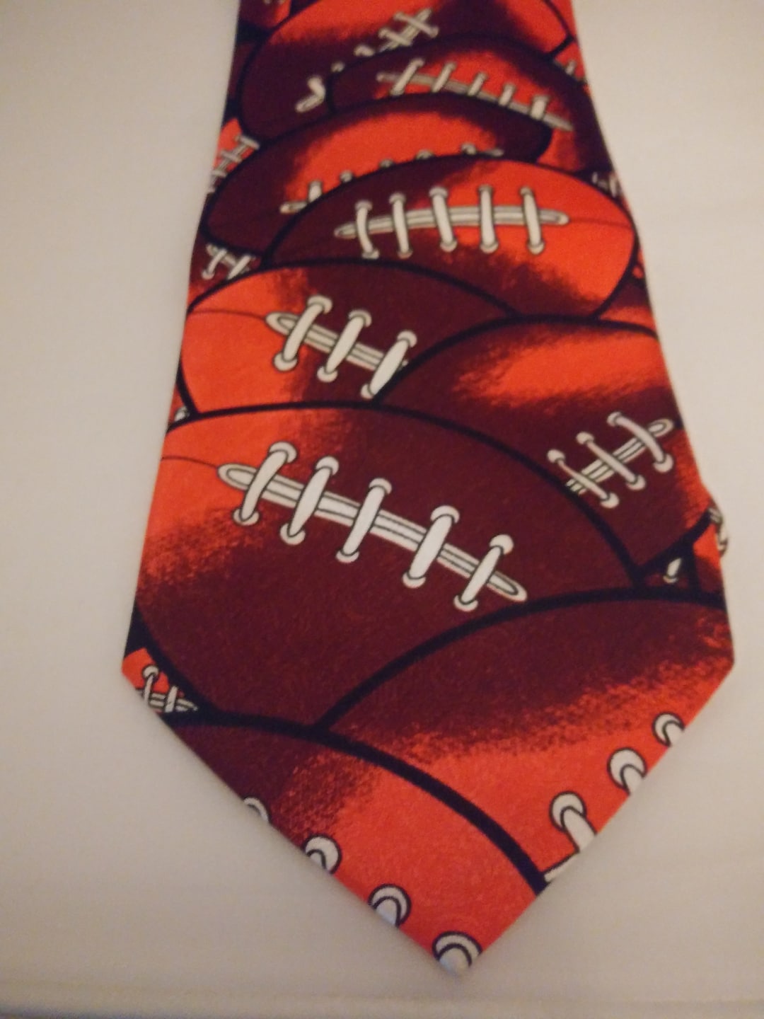 Football Novelty Necktie Black Tie With Orange Football Pattern ...