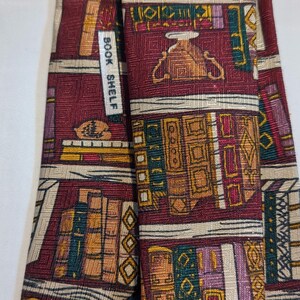 Book Lover's Necktie Features Antique Book Shelf Design Librarian Gift ...