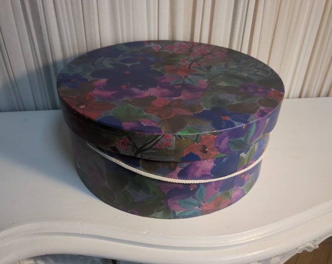 Vintage Hat Box Victorian Muted Floral Hat Box With White Cord 15 ...