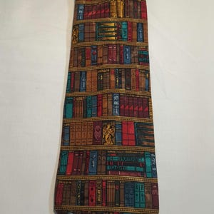 Book Lover's Necktie Features Antique Book Shelf Design Librarian Gift ...