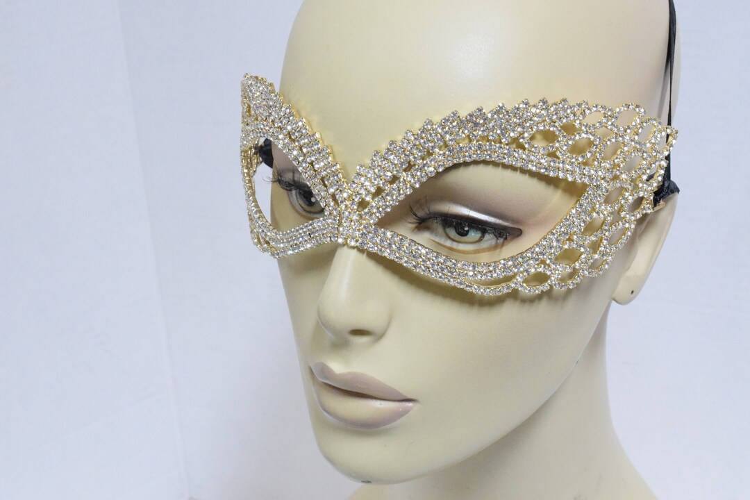 Gold and Silver Rhinestone Mask Prom Mask Sparkling Mask Mardi Gras ...