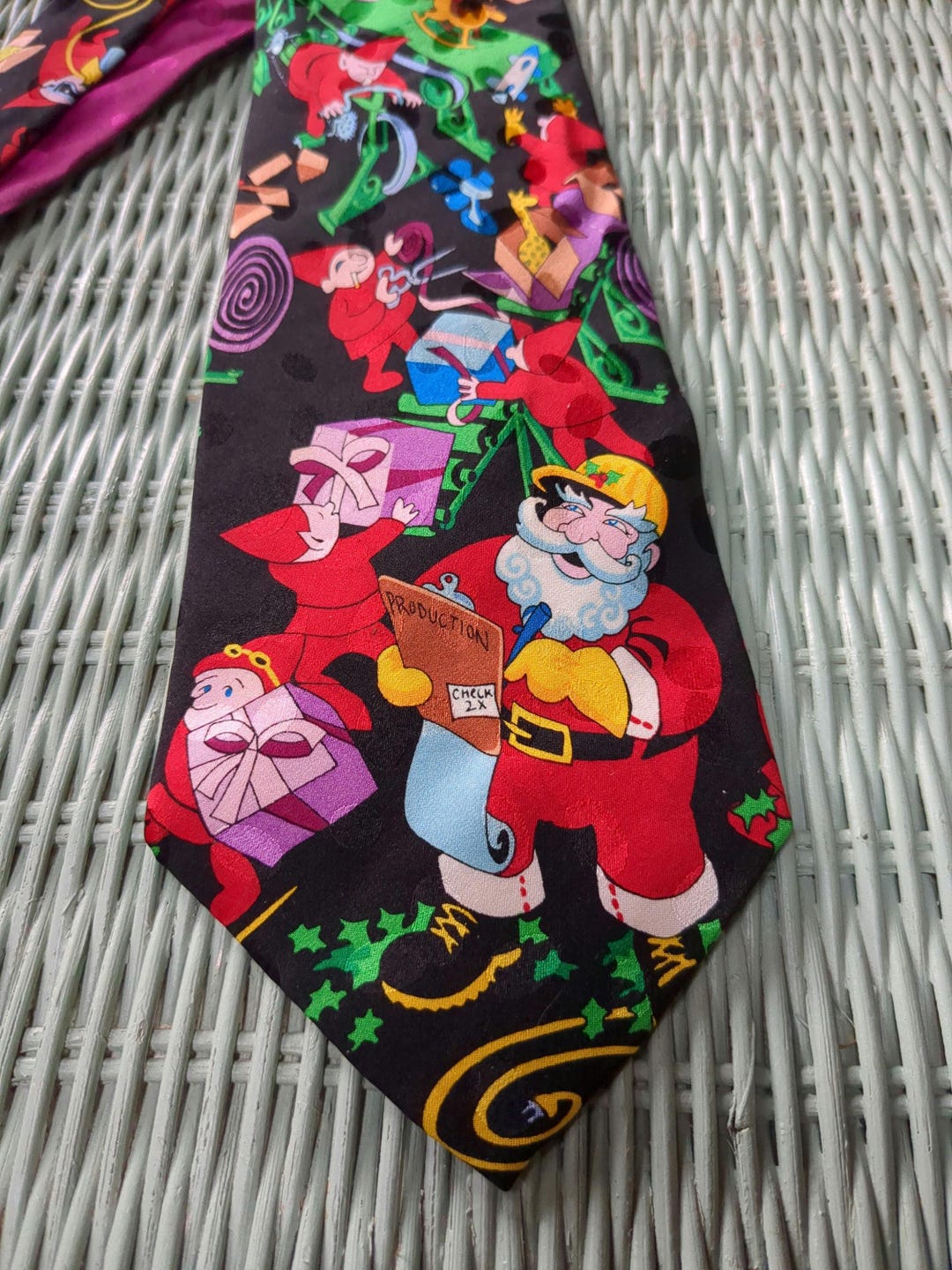 Santa and His Eves Busy at the Workshop Design Tie Novelty Necktie Men ...
