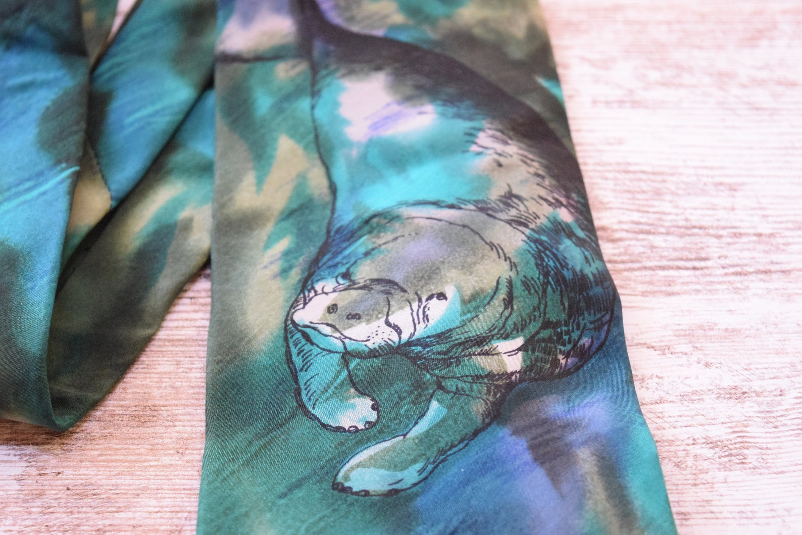 Manatee Swimming Men's Tie Necktie Hand Painted Look WWF | Etsy