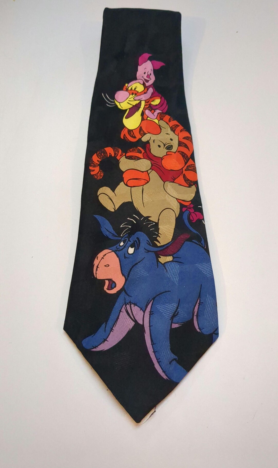Winnie the Pooh Necktie Black Tie With Tigger Piglet Eeyore Winnie the ...