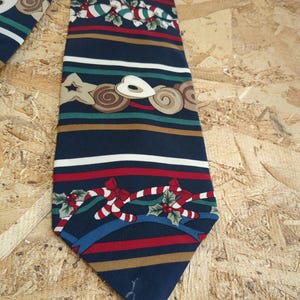 Cookie Candy Cane Stipes Pattern Design Tie Novelty Necktie Men's ...