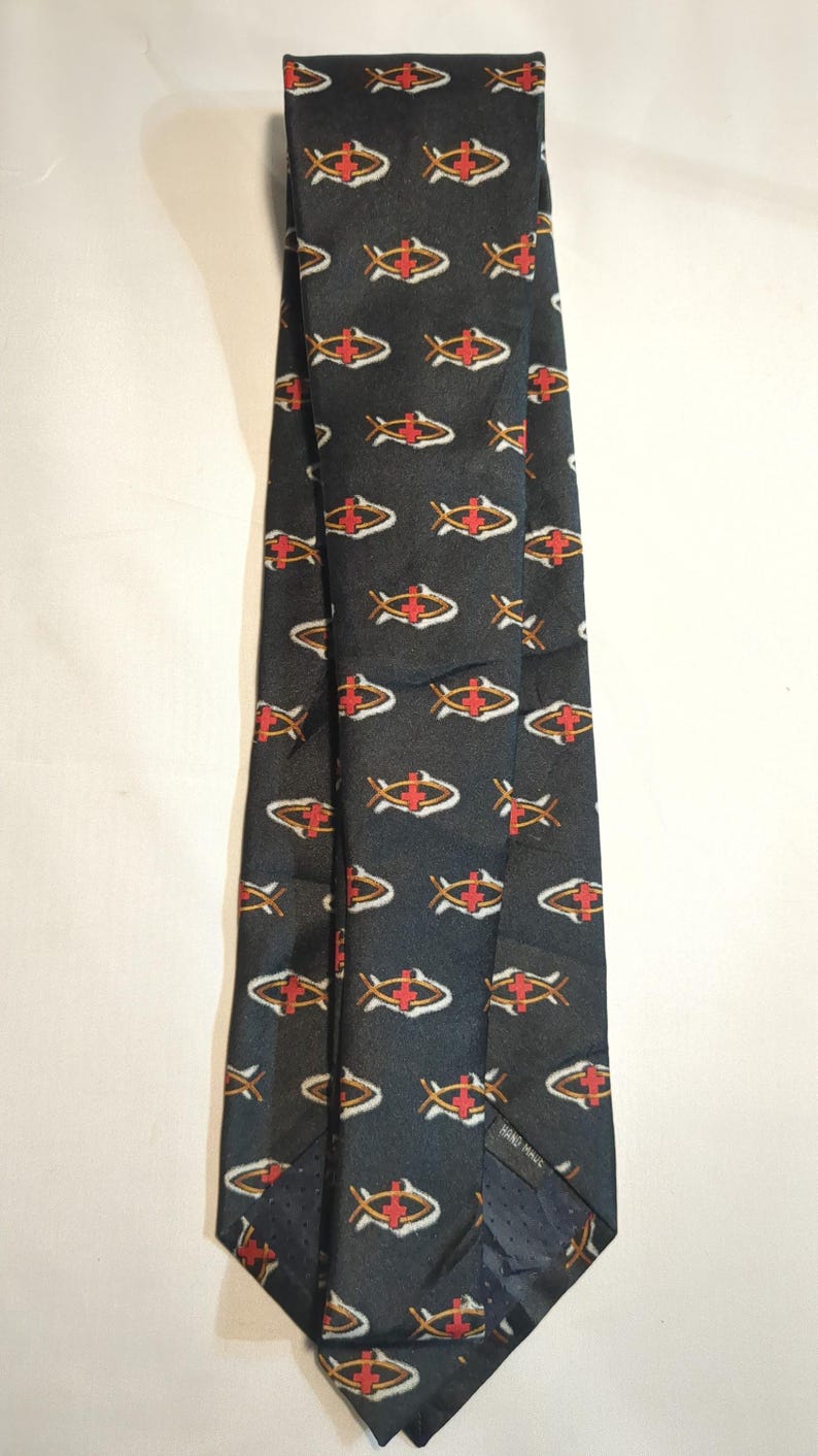 Jesus Christian Necktie Jesus Fish Symbol Black - Etsy UK