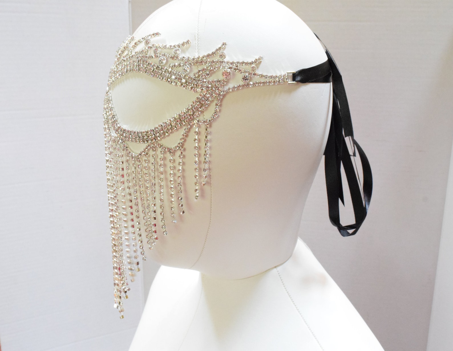 Silver Rhinestone Mask Masquerade Prom Mask Birthday Mask Mardi Gras ...