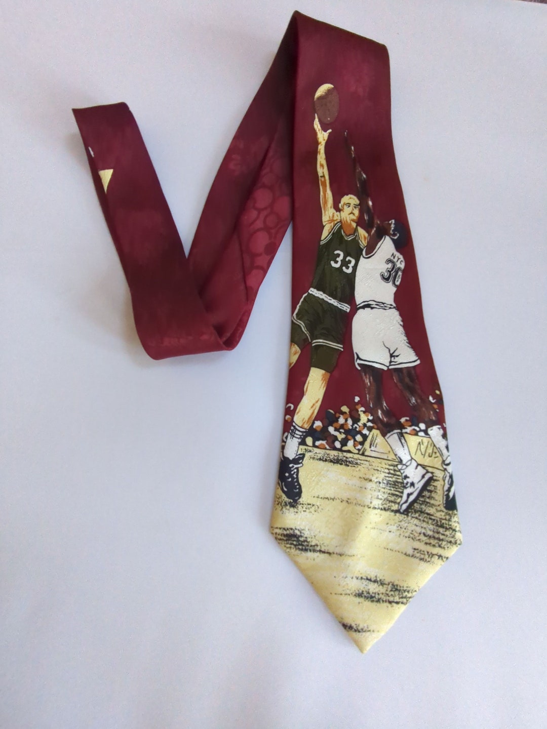 Basketball Players Necktie Burgundy Two Players on the Court - Etsy