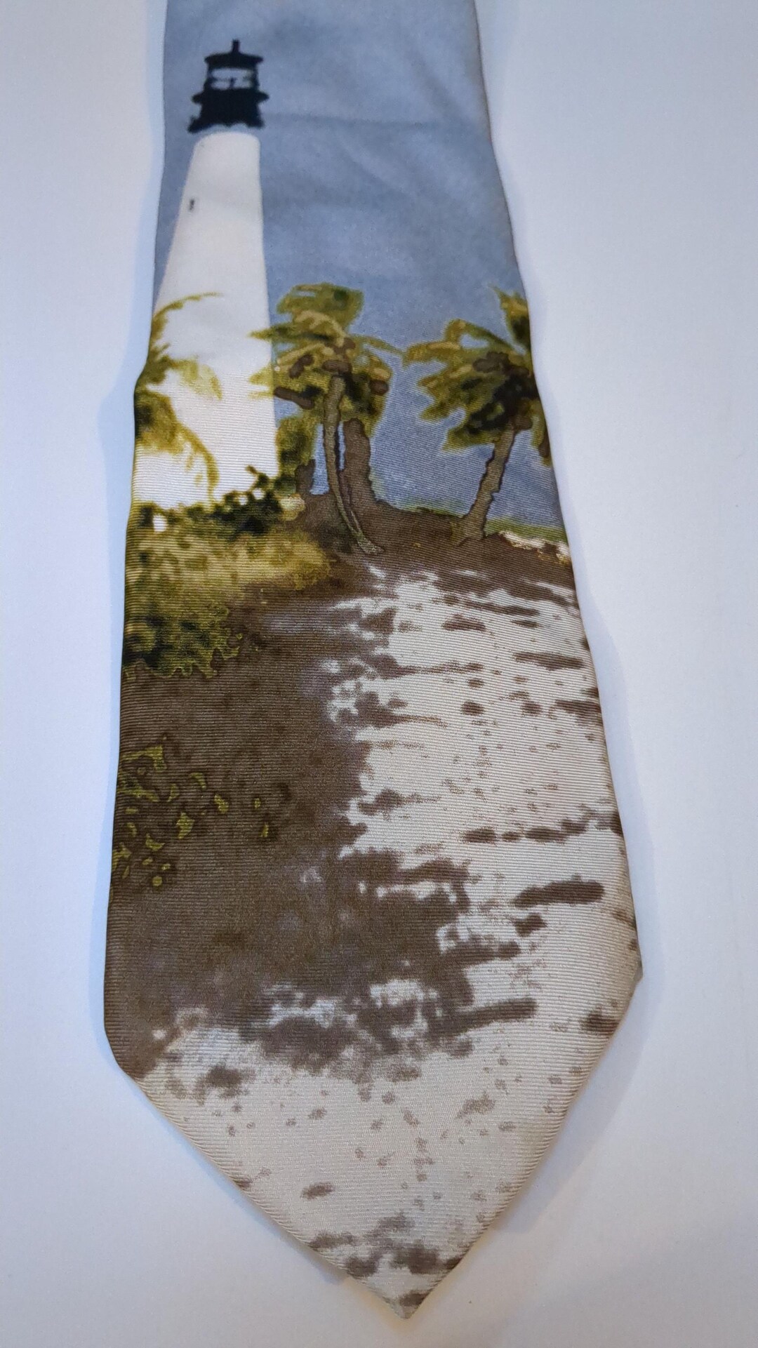 Beach Palm Trees Lighthouse Beach Wedding RM Style Tie Men's Ties ...