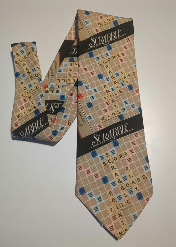 Scrabble Board and Tiles Alphabet Letters Men's Ties … - Gem