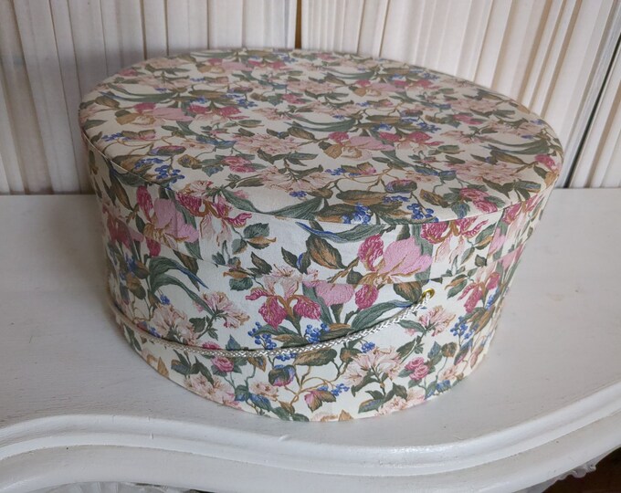 Vintage Hat Box Victorian Fabric Floral Pattern 16