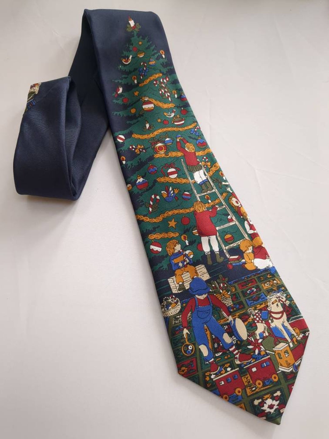 Decorating the Tree for Christmas Necktie 100% Silk Necktie From ...