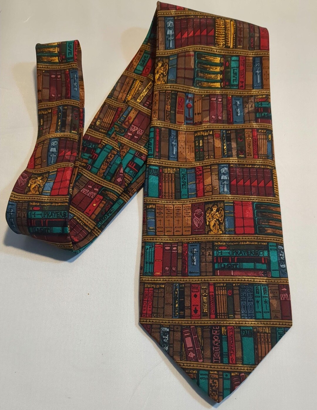 Book Lover's Necktie Features Antique Book Shelf Design Librarian Gift ...