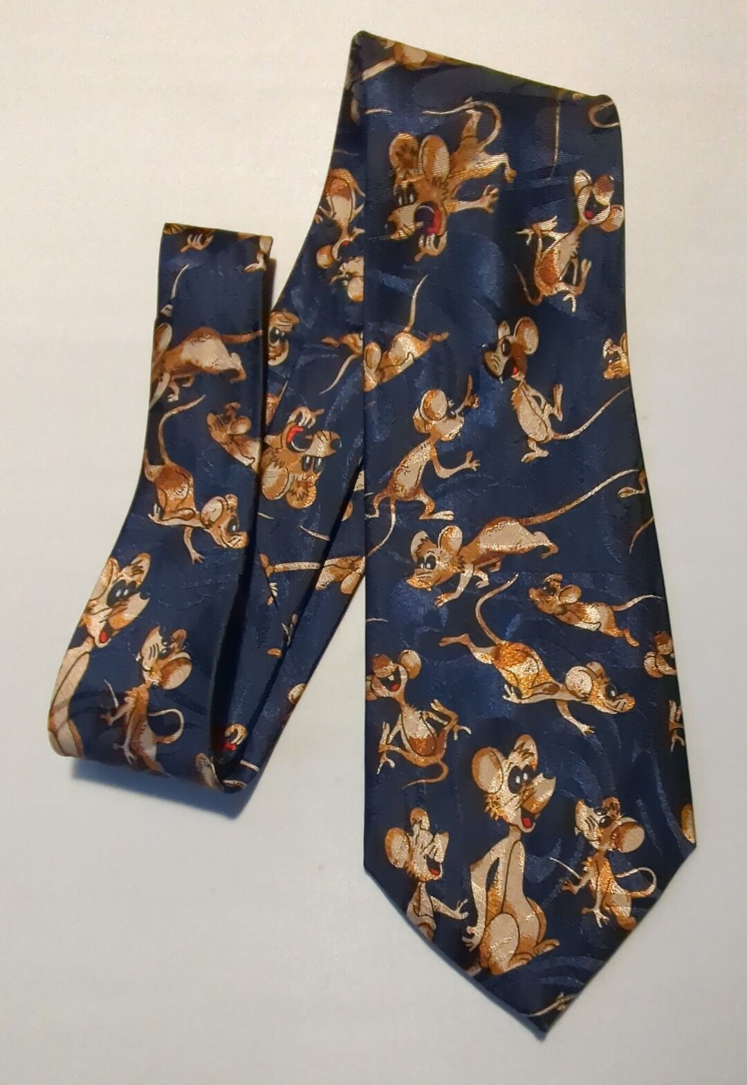 Cute Little Mouse Running Around This Navy Blue Necktie Mouse Lovers - Etsy