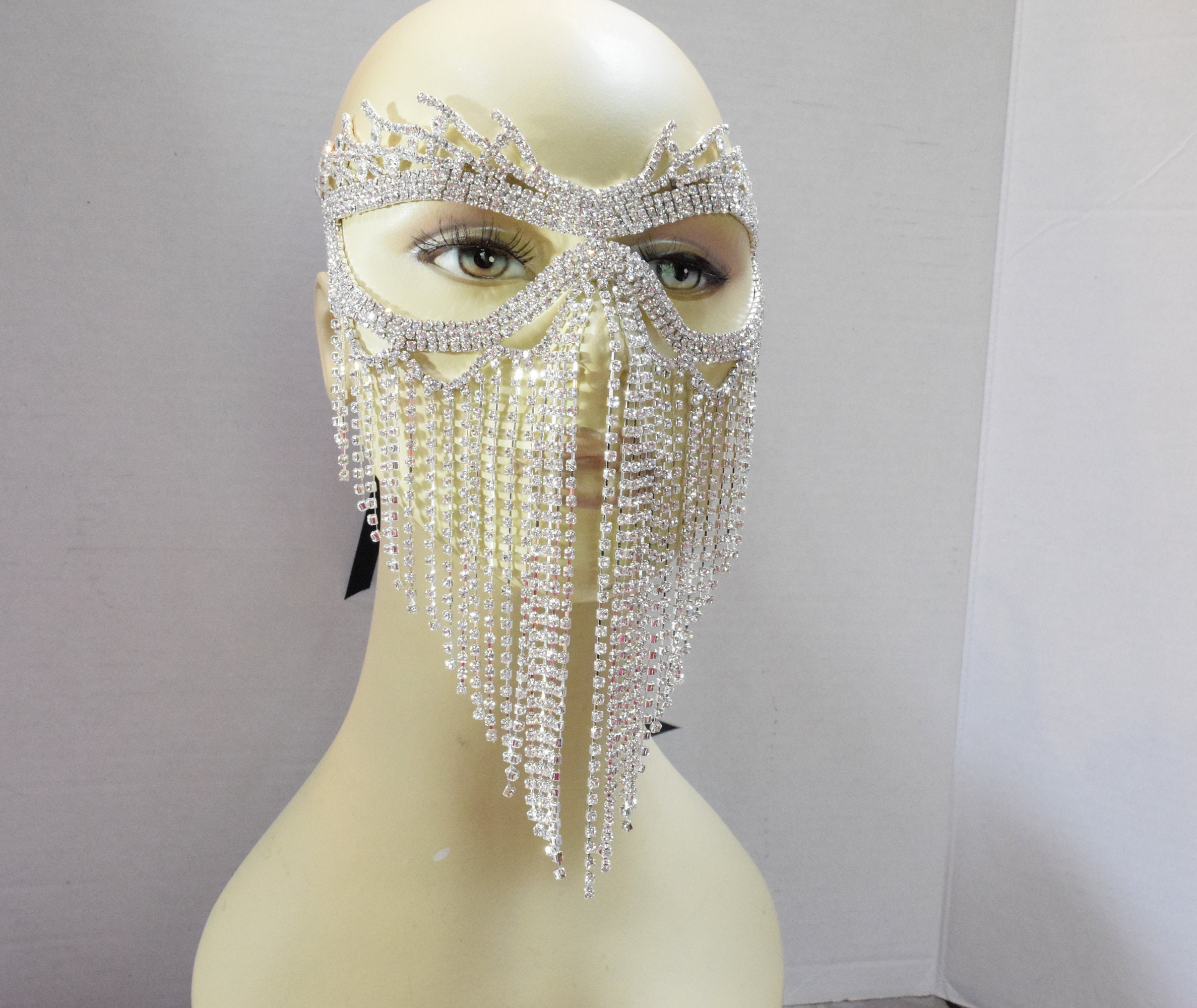 Silver Rhinestone Mask Masquerade Prom Mask Birthday Mask | Etsy