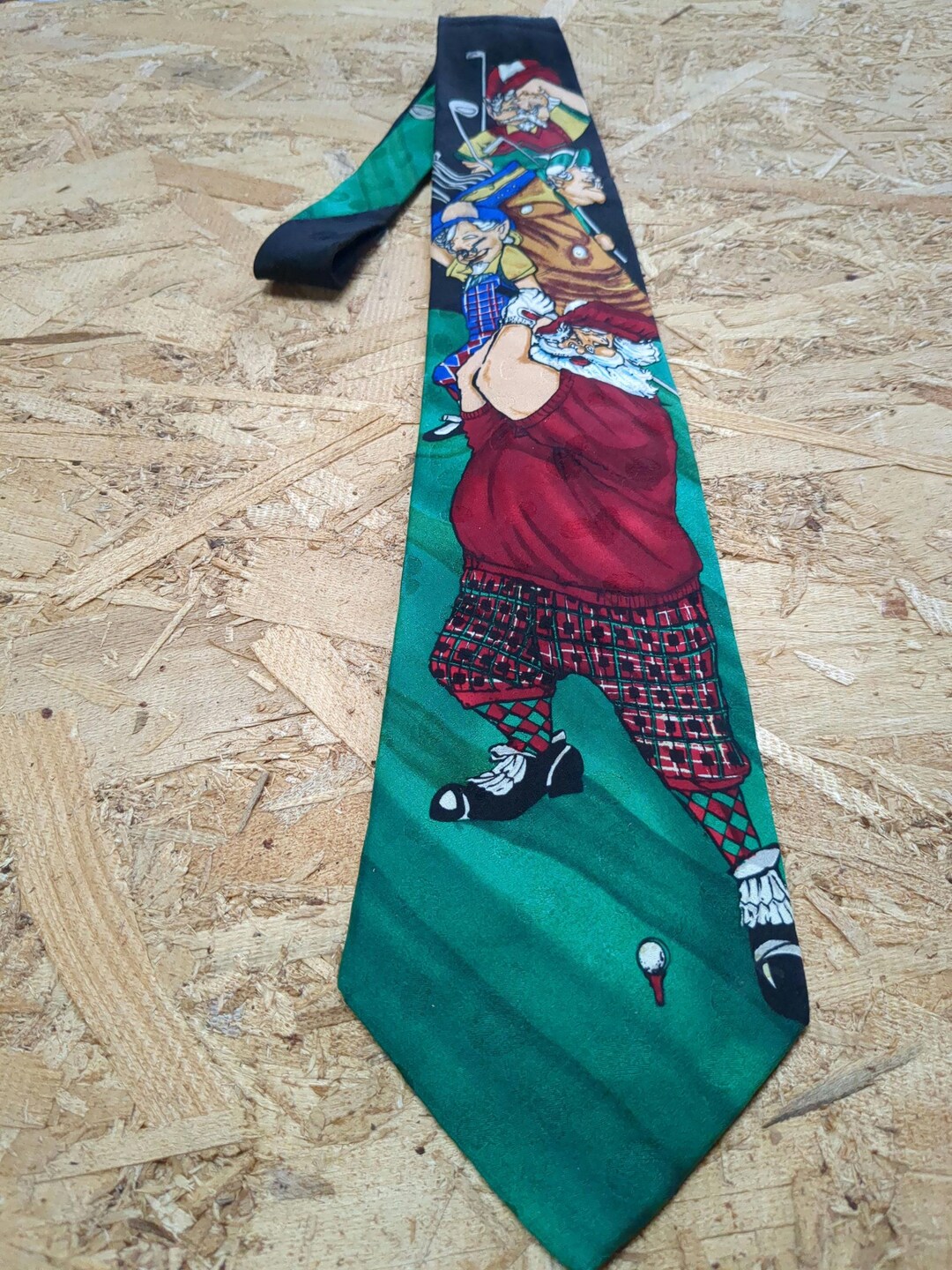 Santa Golfing With Elves Design Tie Novelty Necktie Men's Christmas Tie ...