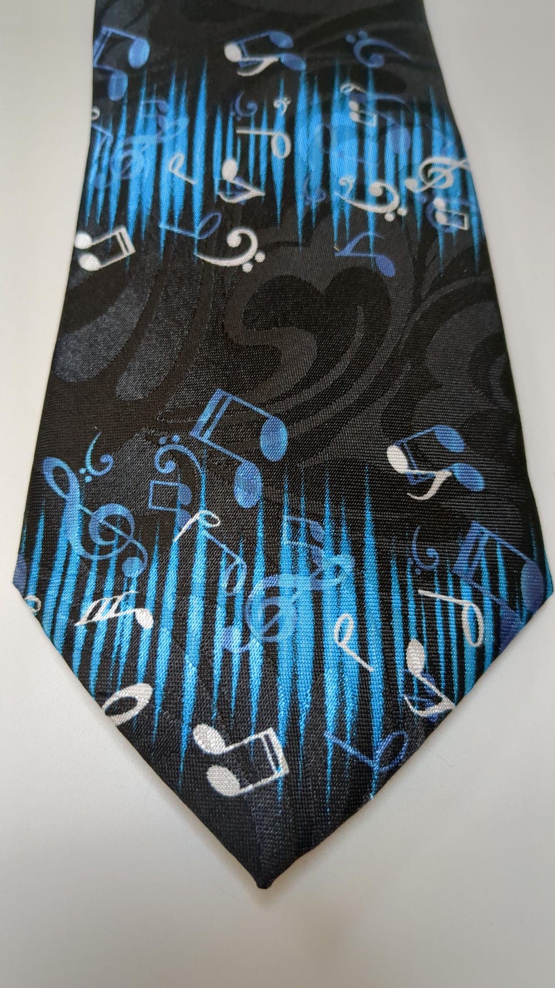 Musical Notes With Blue Stripes Men's Ties Neckties Great for Orchestra ...