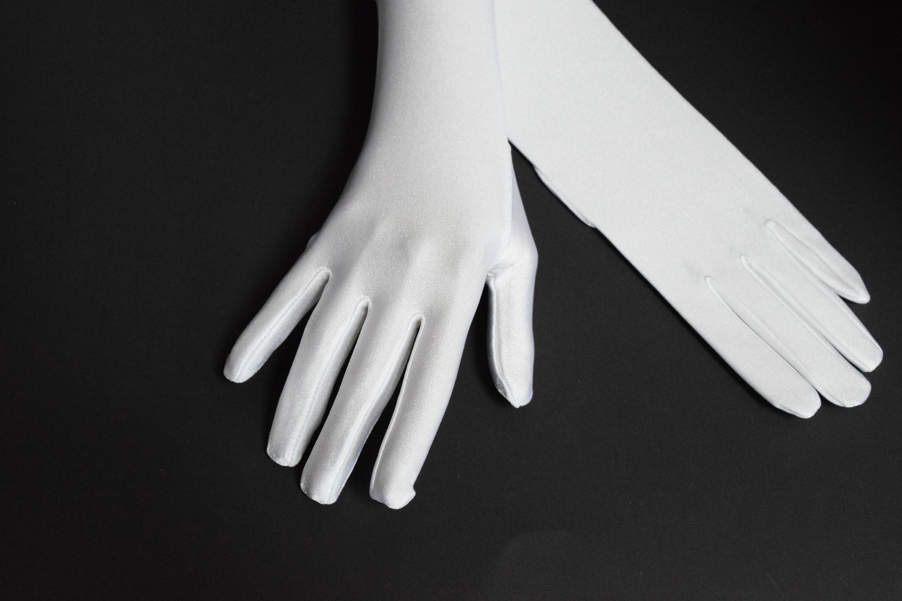 White Matte Satin 22" Formal Opera Length Ladies Gloves, 19" Above Elbo ...