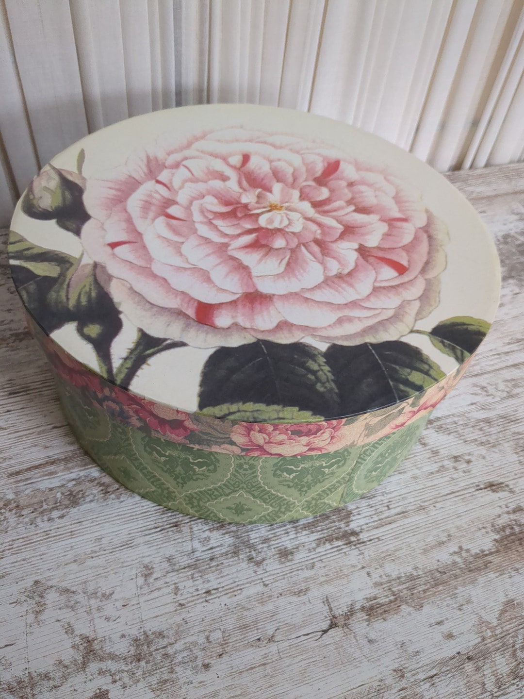 Vintage Hat Box Victorian Pale Pink Rose Floral Hat Box 12 Diameter ...
