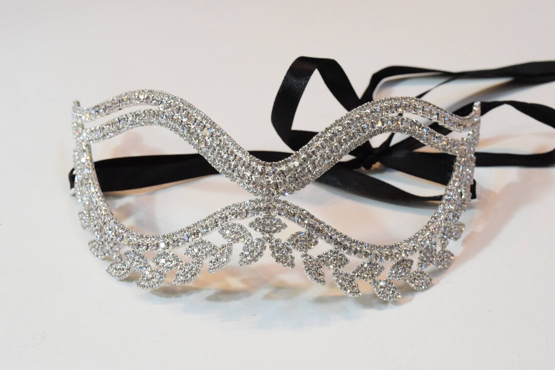 Silver Rhinestone Mask Prom Mask Sparkling Mask Mardi Gras Mask Wedding ...