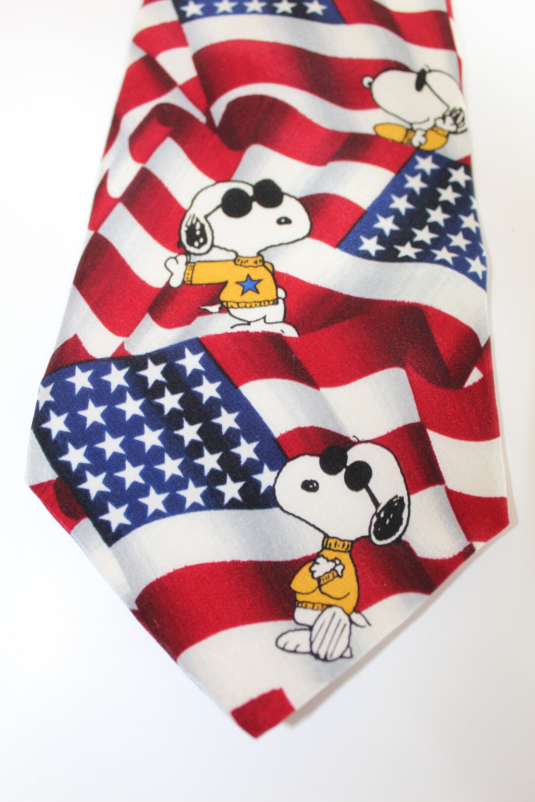 Snoopy Red White & Cool Tie Peanuts Cartoon Tie American Flag Necktie ...