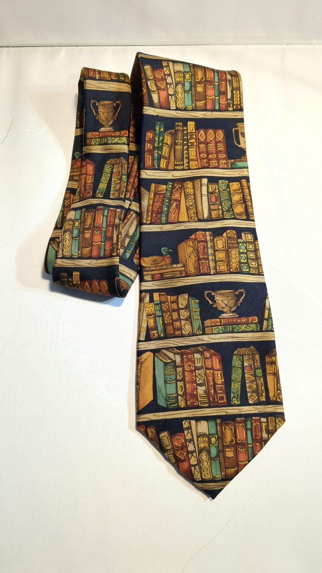 Book Lover's Necktie Features Antique Book Shelf Design Librarian Gift ...