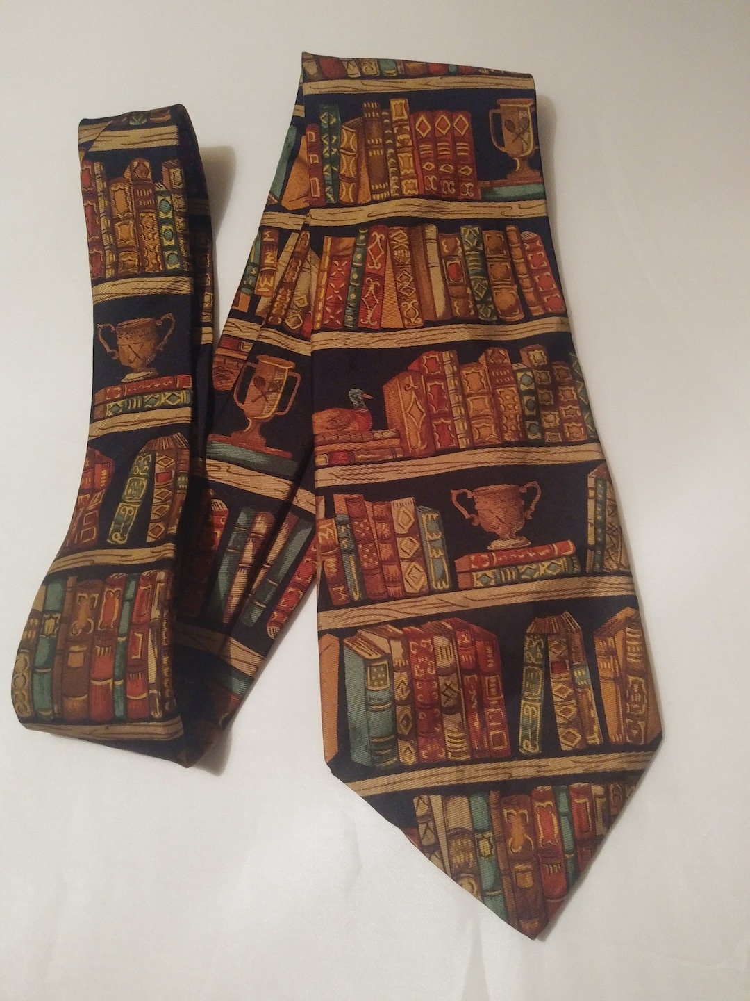 Book Lover's Necktie Features Antique Book Shelf Design Librarian Gift ...
