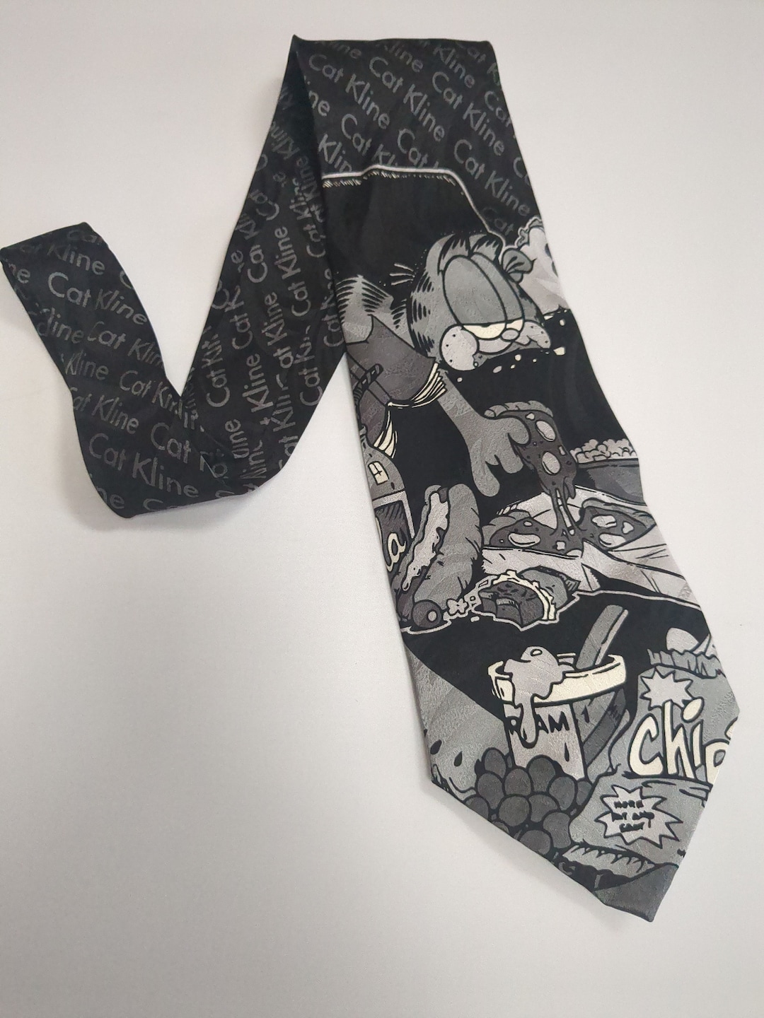 Garfield the Cat in Balck and White Necktie 100% Silk Tie - Etsy