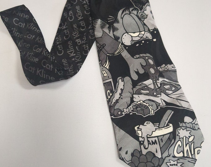 Garfield the Cat in Balck and White Necktie 100% Silk Tie Features ...