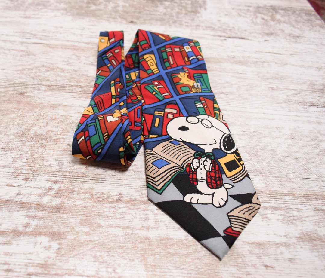 PEANUTS Snoopy Woodstock Joe Preppy School Library Study Men's Tie - Etsy