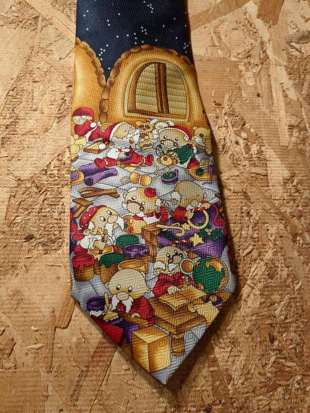 Santa's Elves Busy at Work Design Tie Novelty Necktie Men's Christmas ...
