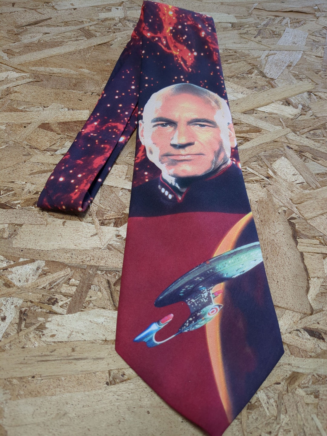 Star Trek Men's Necktie "star Trek" the Enterprise and Jean-luc Picard - Etsy