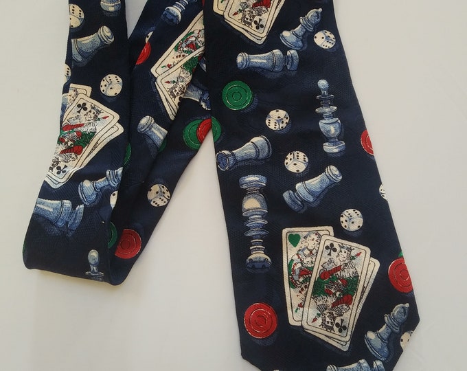 Game Night Necktie by Charleston Tie Rack 100% Silk Tie Red Black Made ...