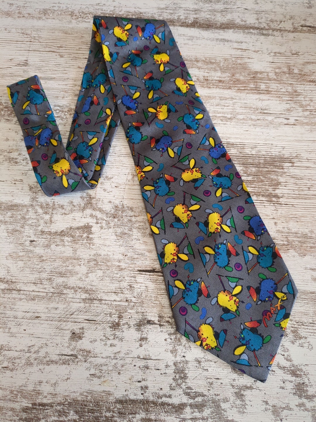 The Great Peter Max Design Zap Shape Rare Silk Necktie Pop Art ...