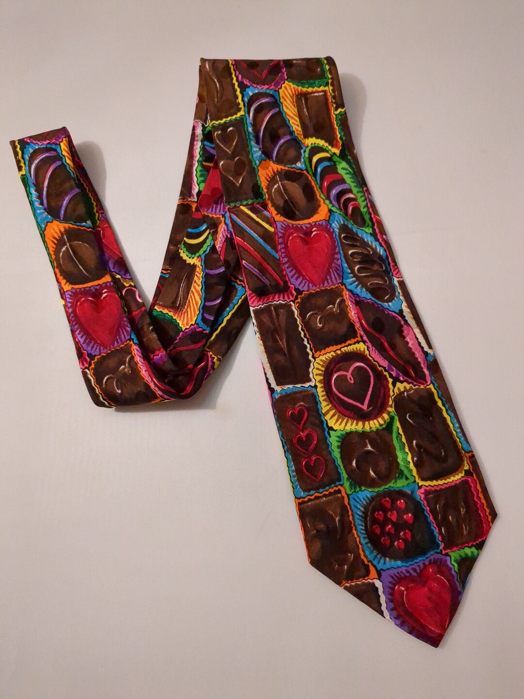 Valentine's Day Chocolate or Bon Bons Print Red Hearts Silk Necktie - Etsy
