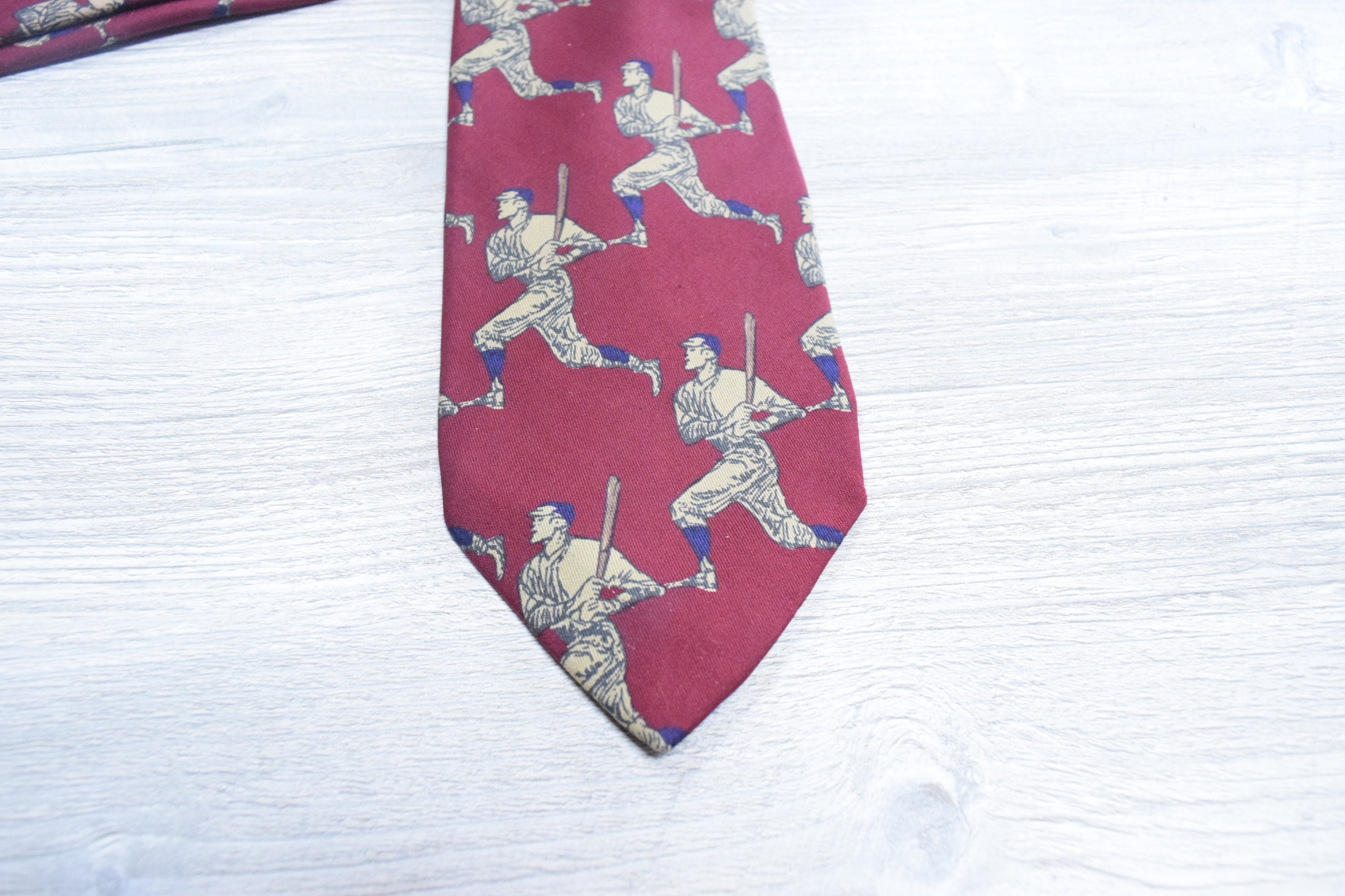 Baseball Themed Necktie by Mark Shale Maroon Tie Features Baseball ...