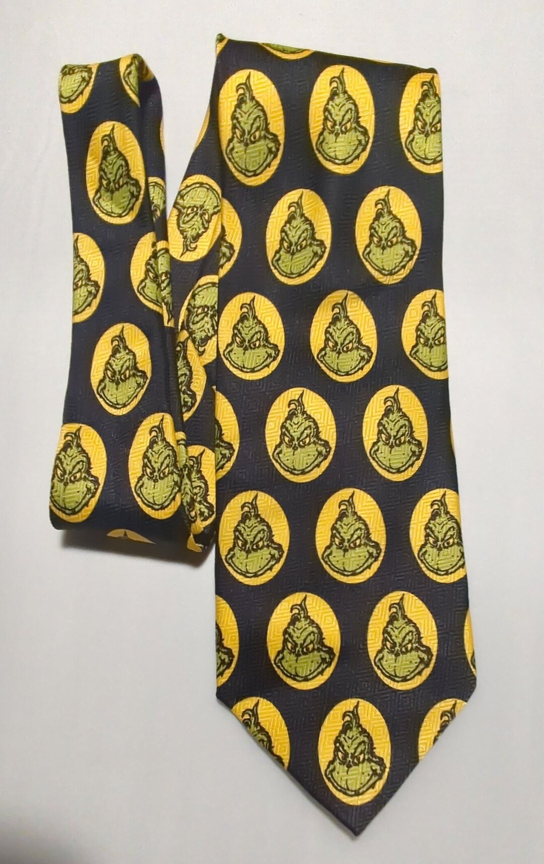 The Grinch Christmas Necktie by Dr. Seuss Grinch Face Black and Yellow ...