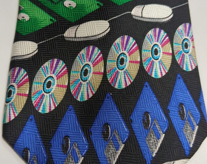 Floppy 'computer Disks and Mouse Stripe' RM Style Tie Men's Ties ...