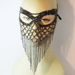 Black Rhinestone Masquerade Face Mask Bithday Prom Mask Sparkling Face ...