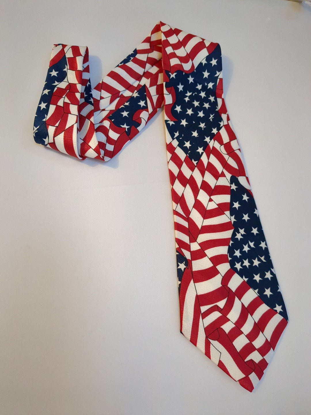 American Flag Necktie Red White and Blue Stars and Stripes American Tie ...