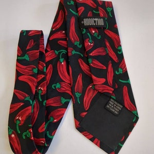 Hot Pepper Necktie Black Tie With Red Chili Peppers Pattern Hot Guy Tie ...