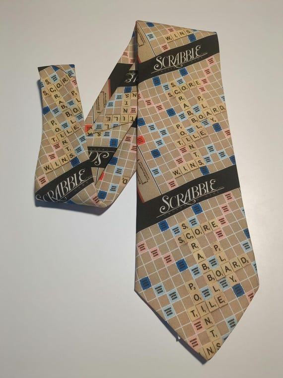 Scrabble Board and Tiles Alphabet Letters Men's Ties … - Gem