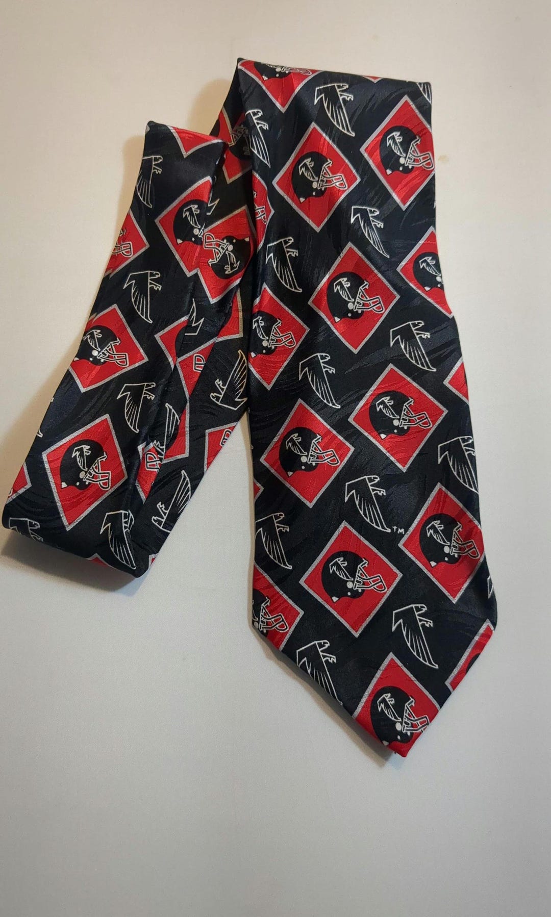 Atlanta Hawks Football Necktie Men's Novelty Necktie Black and Red Tie ...