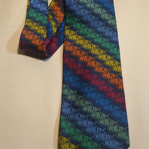 Jesus Christ Necktie Jesus Fish Symbol With WWJD in Multicolor Fish ...