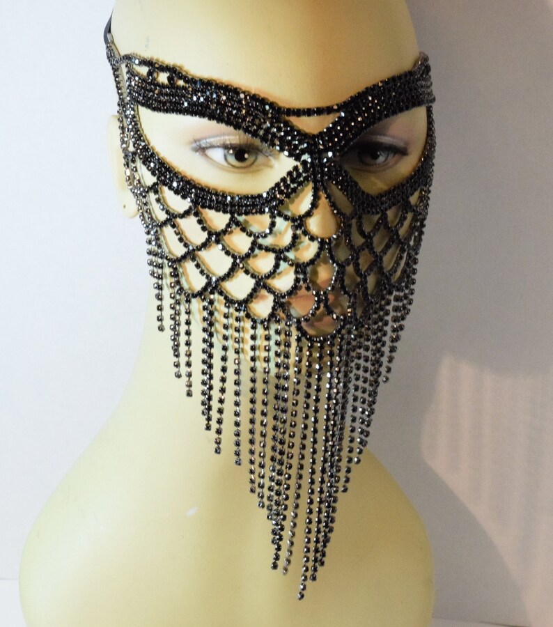 Black Rhinestone Masquerade Face Mask Bithday Prom Mask - Etsy
