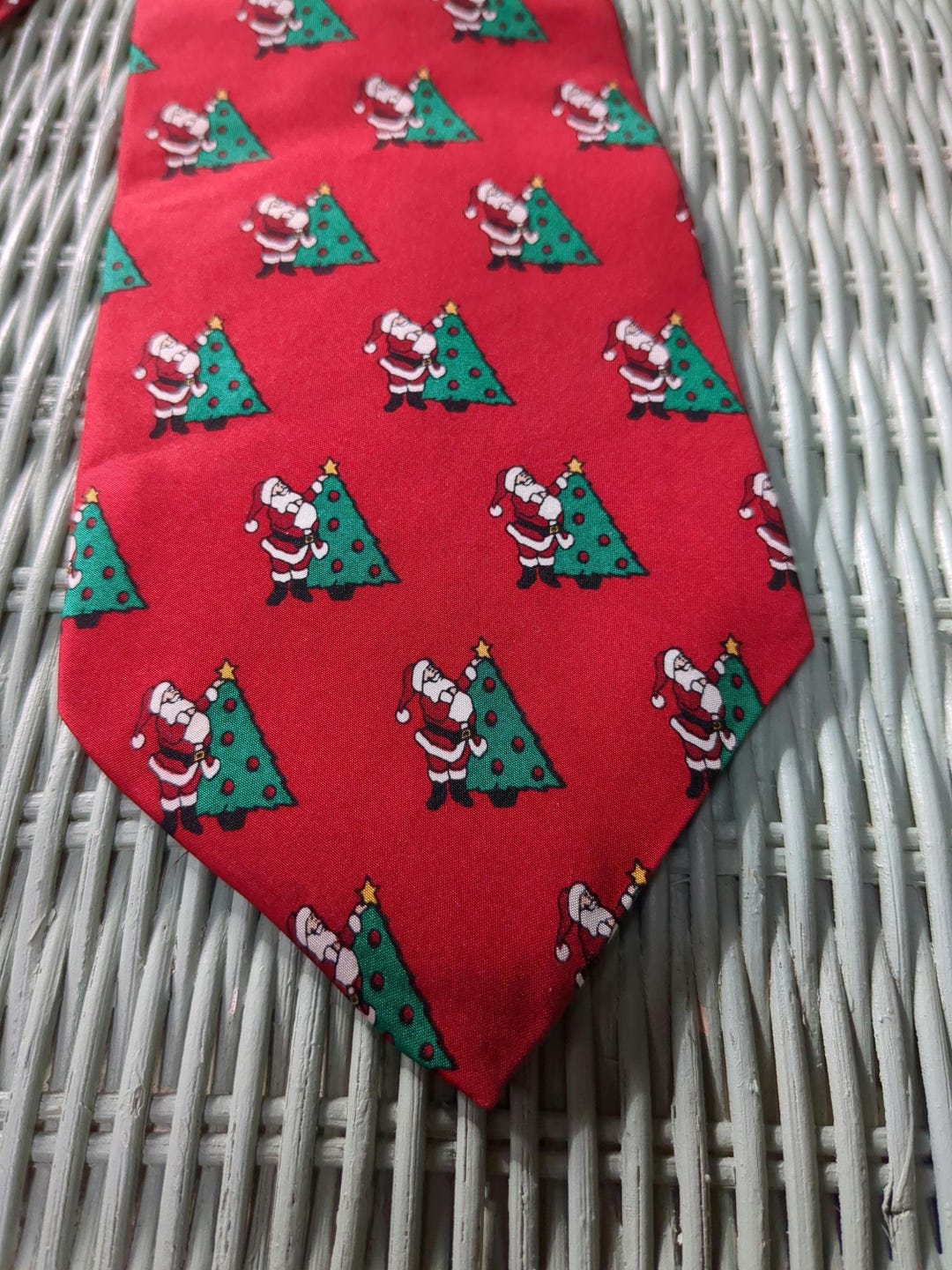 Santa Decorating the Christmas Tree Design Tie Novelty Necktie Men's ...