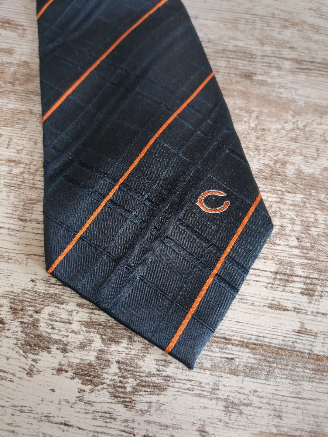 Chicago Bears Football Necktie Mens Novelty Necktie Orange and Blue Tie ...