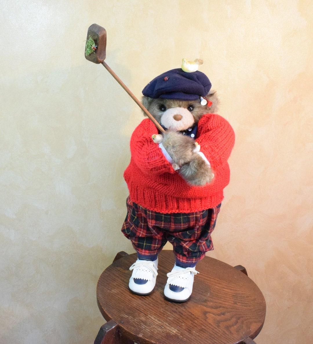 Golfing Bear Large 22" Table Top Christmas Decoration Teddy Bear ...