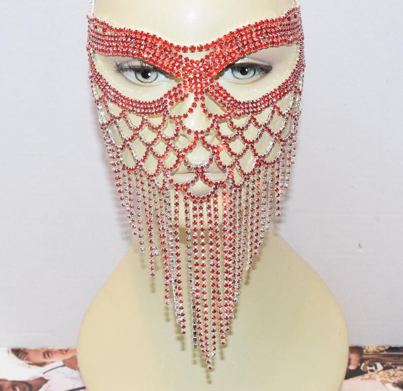 Silver Rhinestone Mask Prom Mask Masquerade Face Mask Birthday - Etsy ...