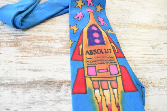 Absolut Vodka Design Signed Necktie All Silk Bright B… - Gem